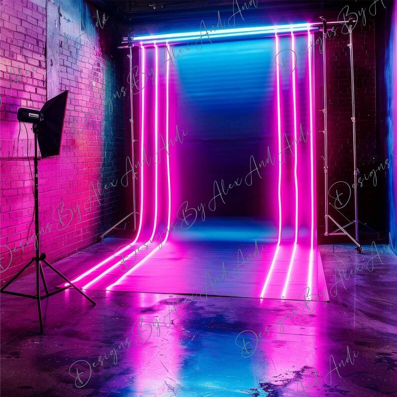 Neon Stage Digital Backdrop Party Back Ground Model Backdrop Booth ...