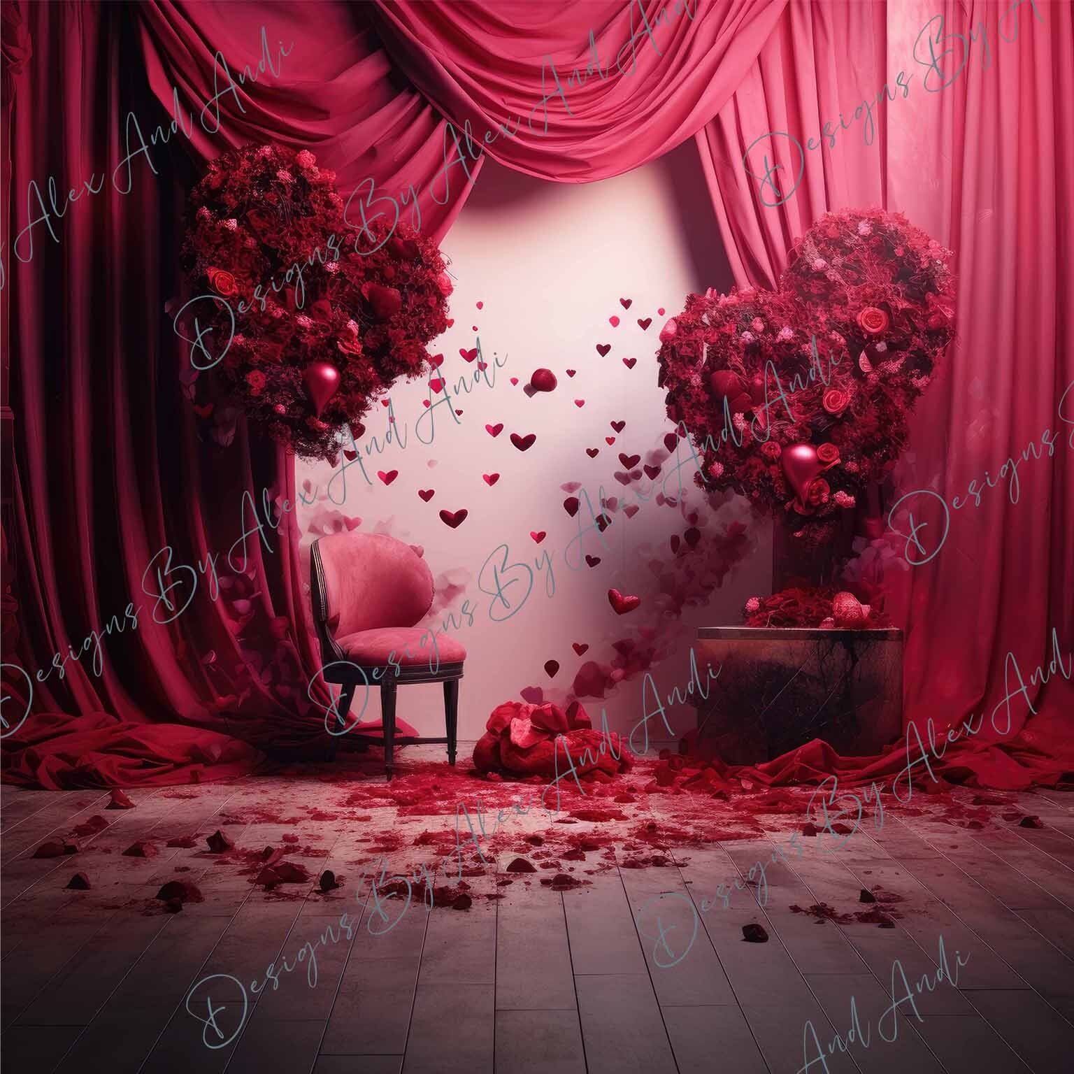 Modern Valentine Digital Backdrop Valentin Backdrop Overlay Background ...