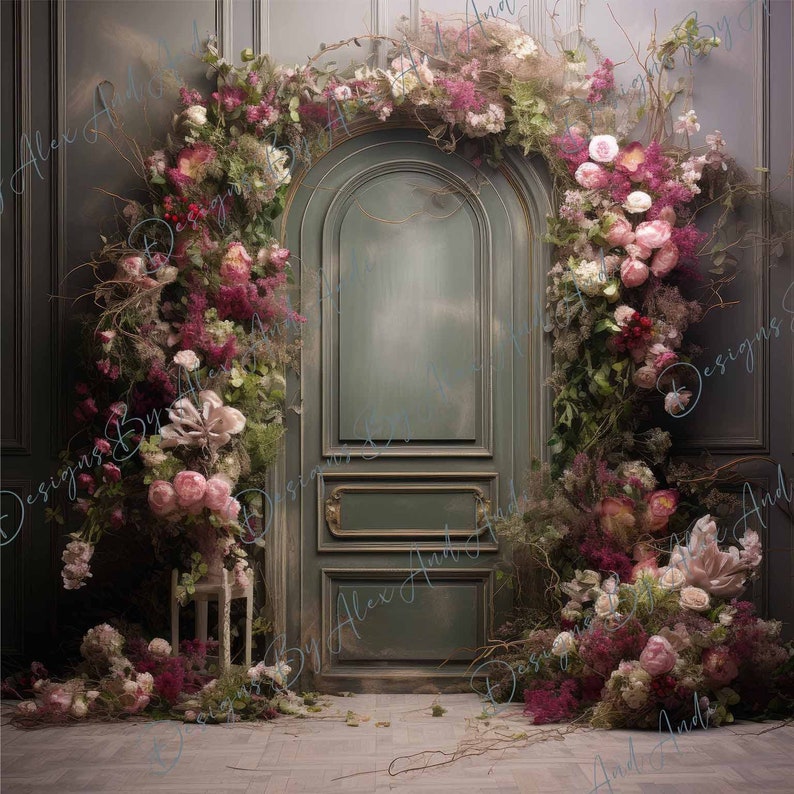 Flower Arch Door Digital Backdrop Overlay Background Child Event Sweet ...