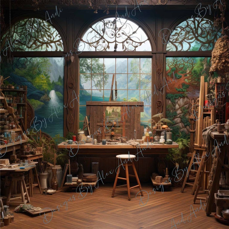 Arts and Crafts Studio Backdrop Artful Backdrop Background Digital ...