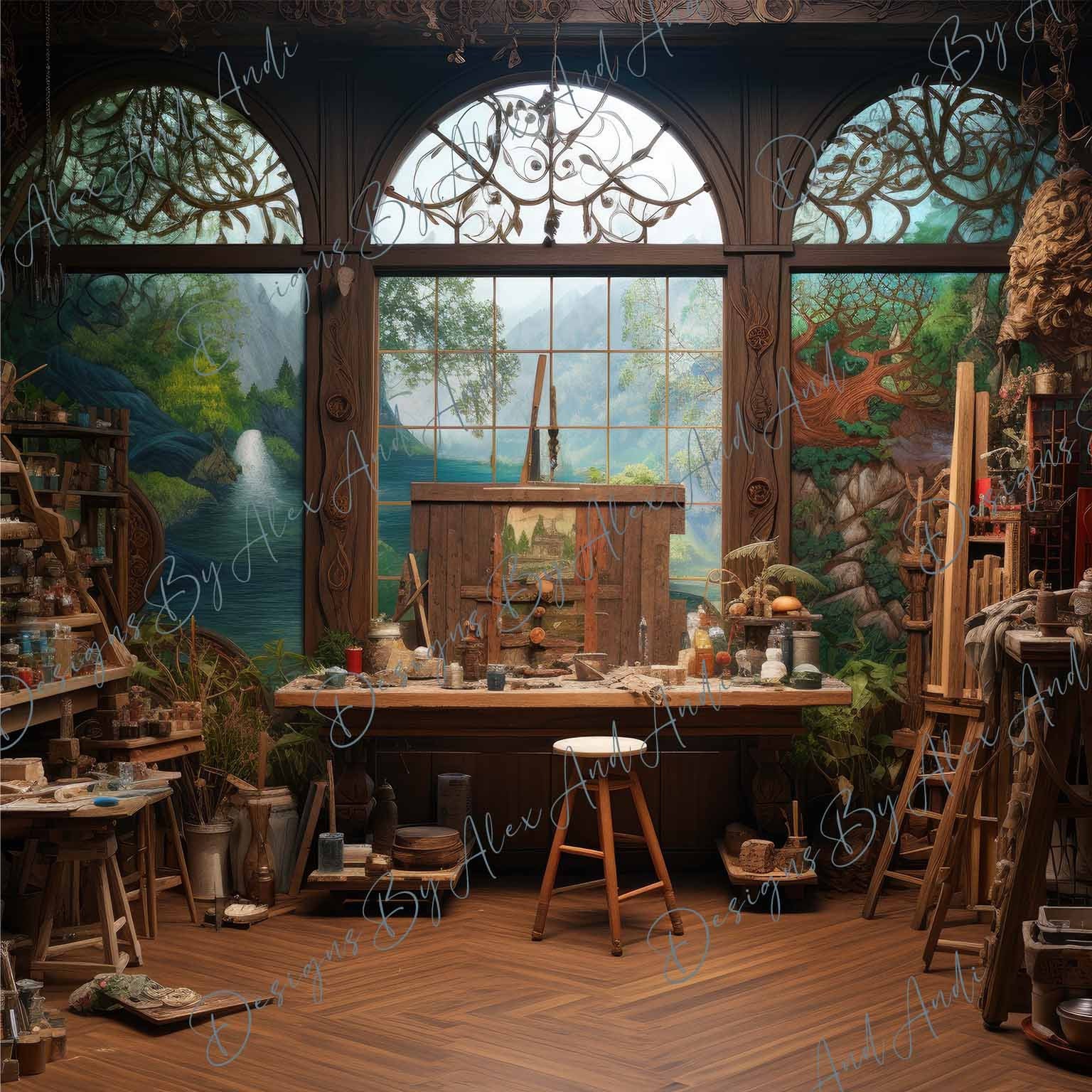 Arts and Crafts Studio Backdrop Artful Backdrop Background Digital ...