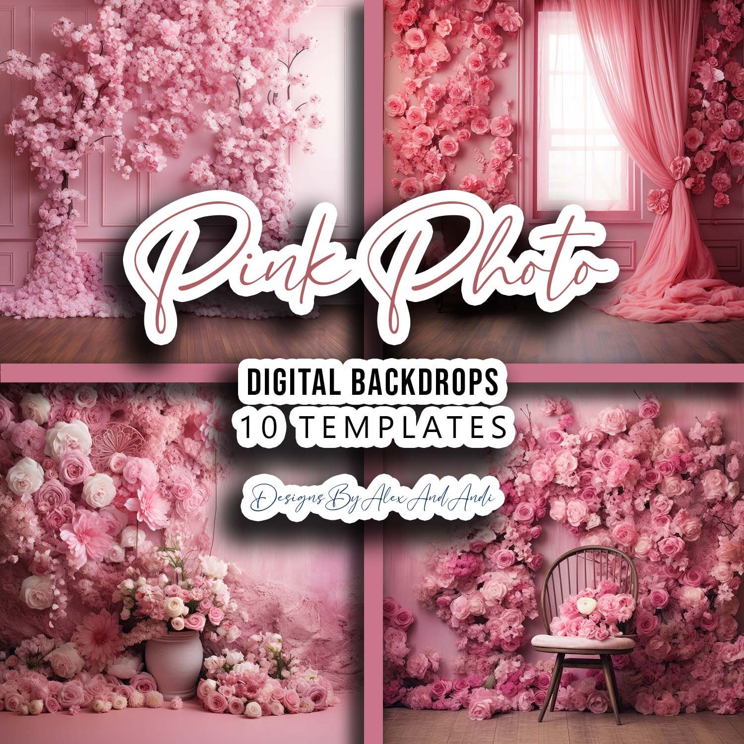Pink Photo Digital Backdrop Overlay Wedding Sweet 16 Background ...