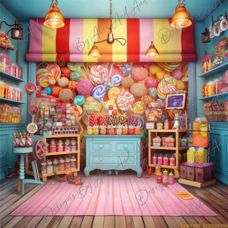 Candy Store Studio Backdrop Background Digital Photo Shoot Picture Prop ...