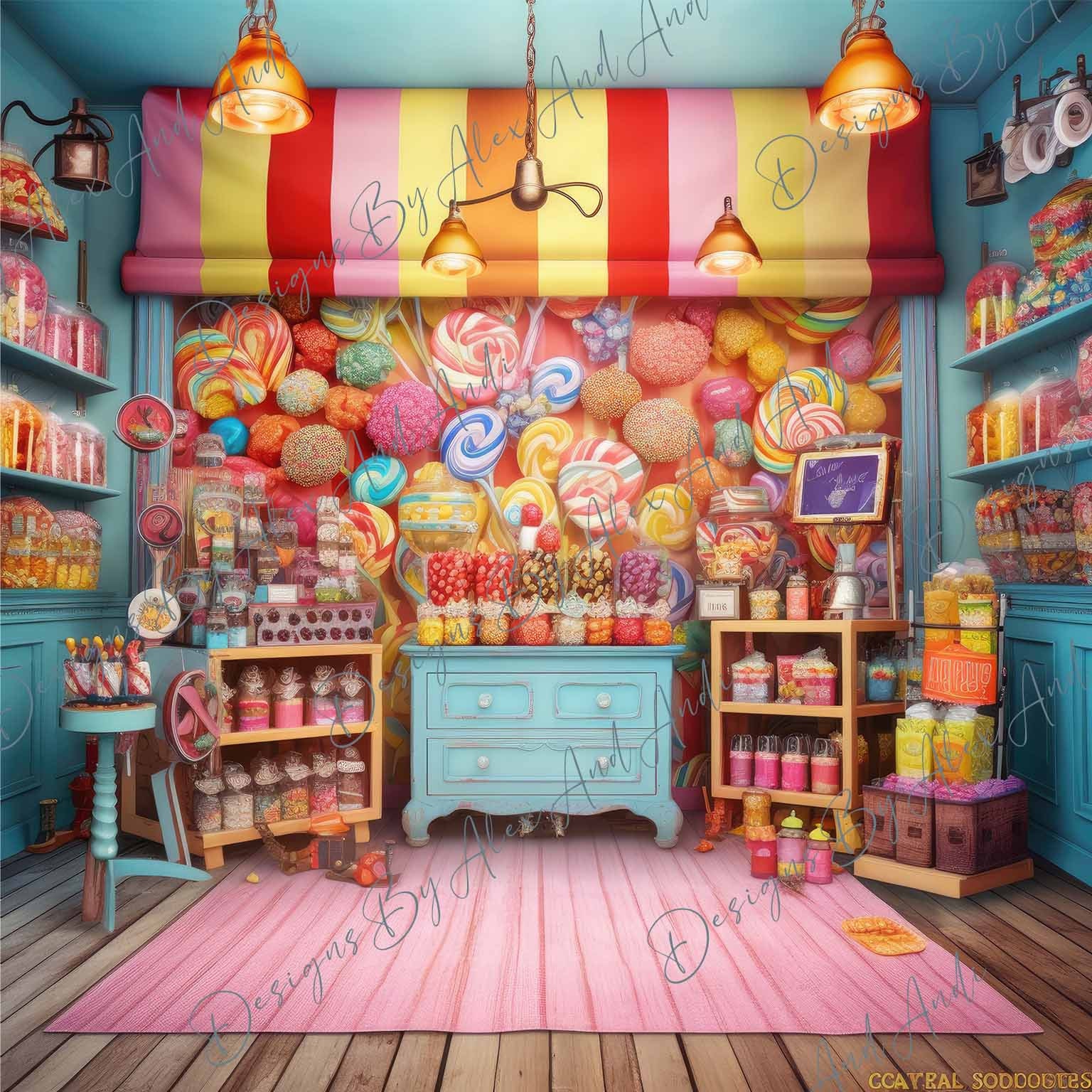 Candy Store Studio Backdrop Background Digital Photo Shoot Picture Prop ...