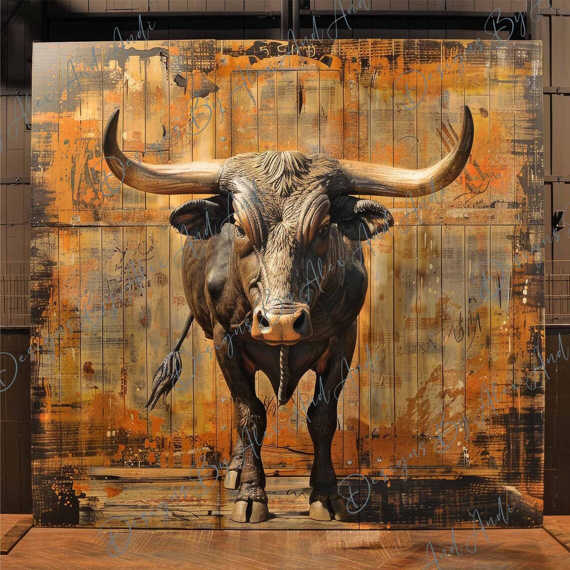 Rodeo Bull Wall Digital Background Backdrop Wedding Overlay Sweet 16 ...