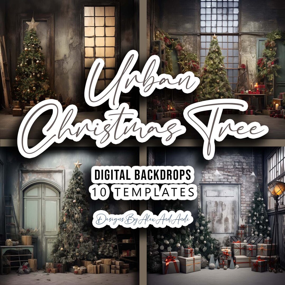 Urban Christmas Tree Digital Backdrop Overlay Background Holiday Child ...