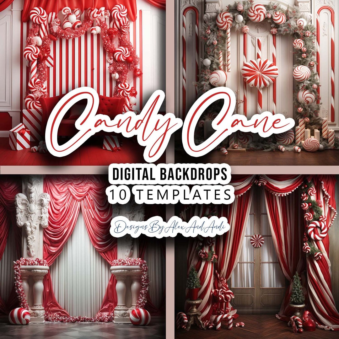 Candy Cane Digital Backdrop Overlay Background Birthday Home Photo ...