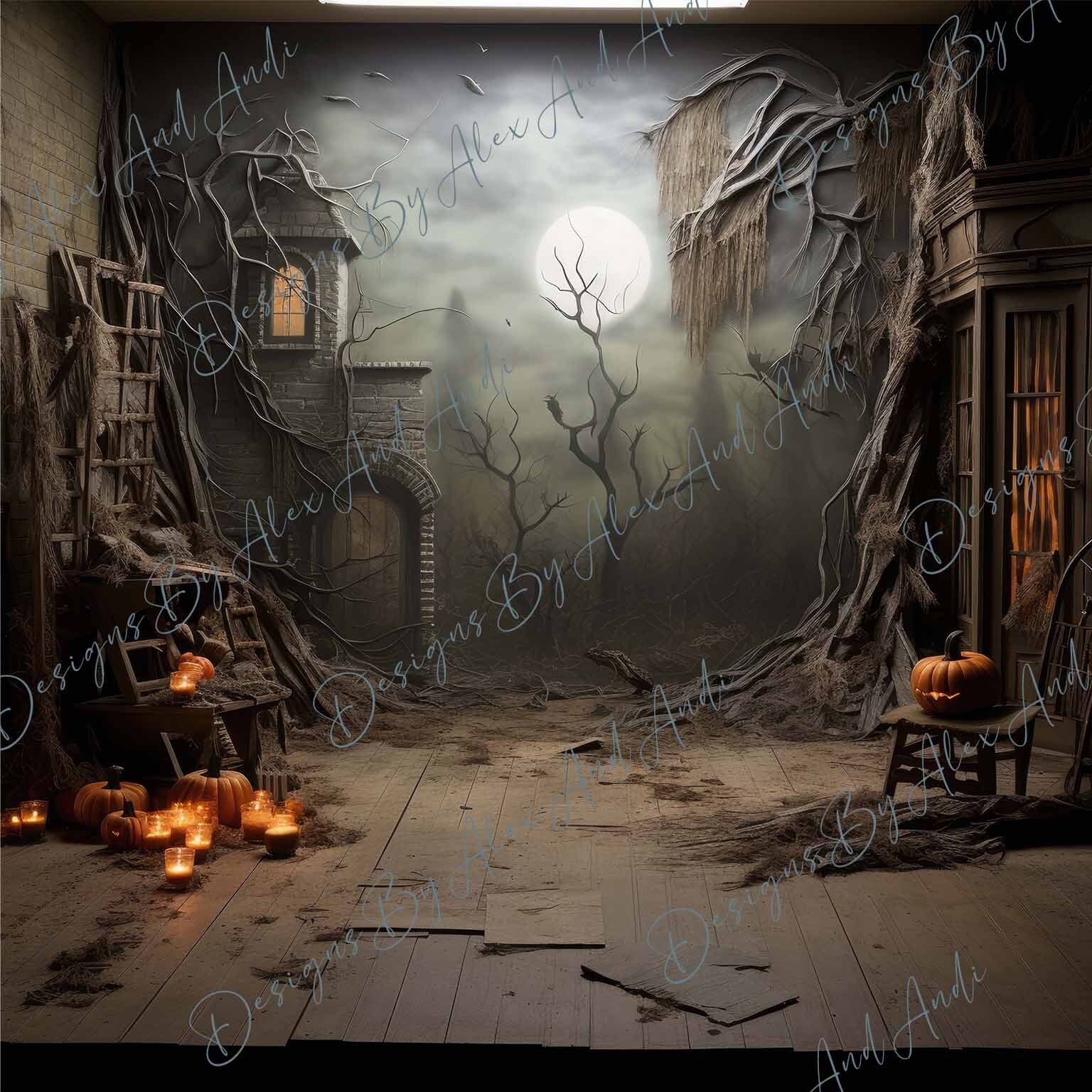 Spooky Halloween Backdrop Background Digital Birthday Child Photo Shoot ...