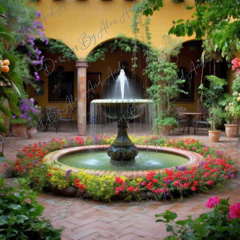 Floral Courtyard Backdrop Background Digital Photo Shoot Studio ...