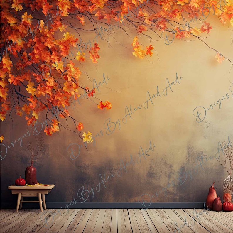 Autumn Wall Digital Backdrop Background Birthday Child Photo Shoot ...