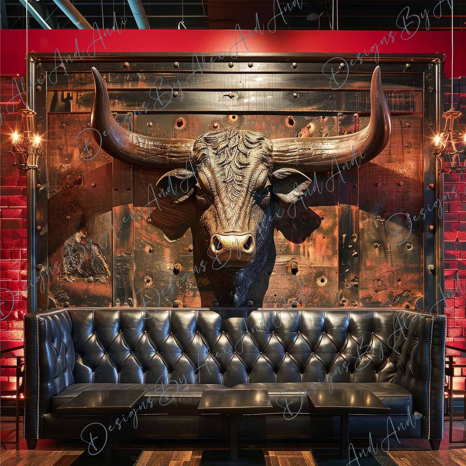 Rodeo Bull Wall Digital Background Backdrop Wedding Overlay Sweet 16 ...