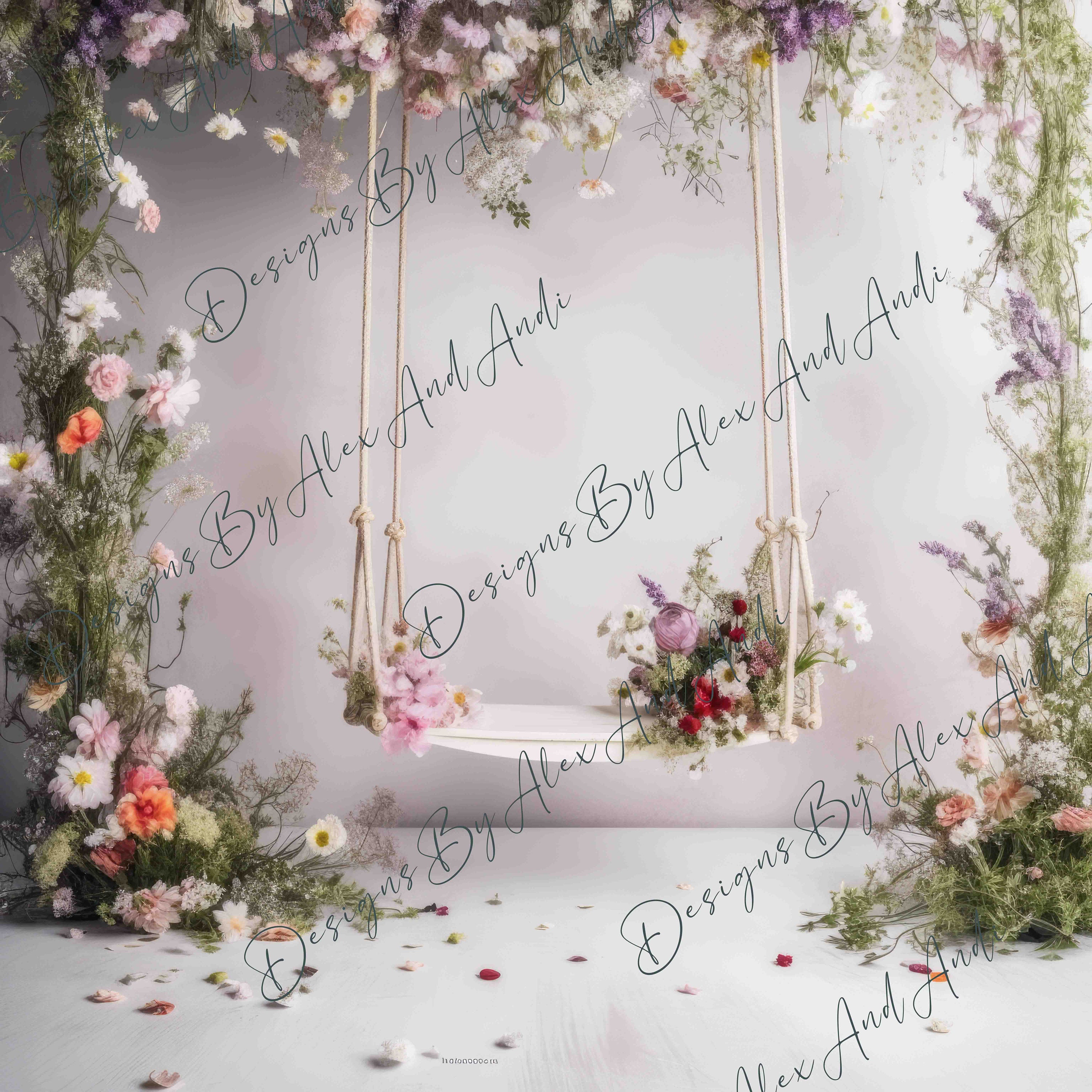 Floral Swing Backdrop Background Digital Photo Shoot Studio Birthday ...