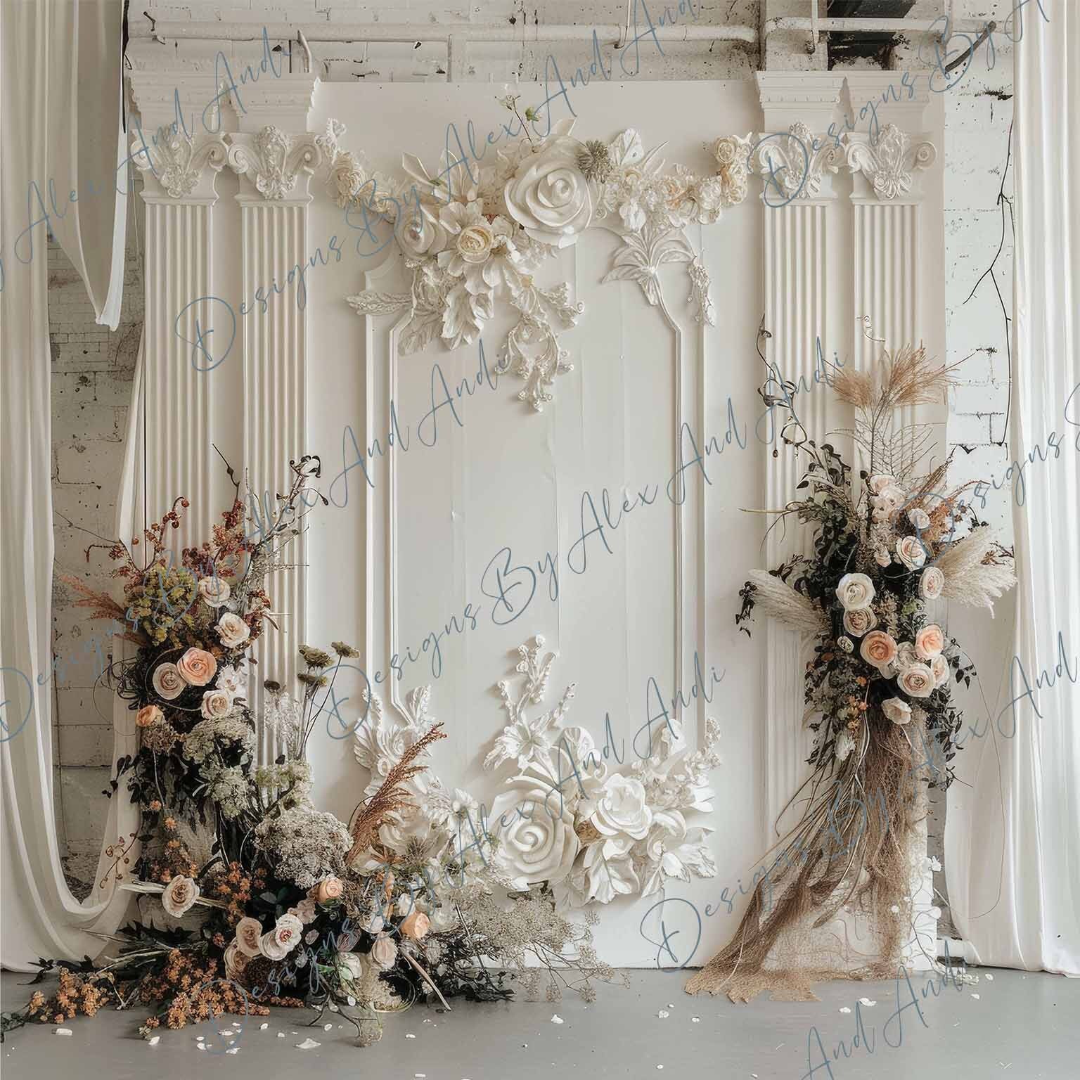 White Wall Back Ground Model Backdrop Photo Shoot Photo Elegant Wedding ...