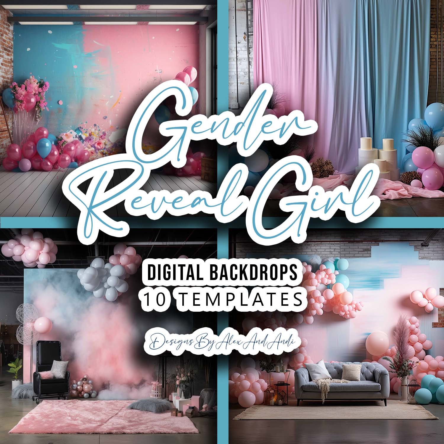 Gender Reveal Girl Digital Backdrop Overlay Wedding Sweet 16 Background ...