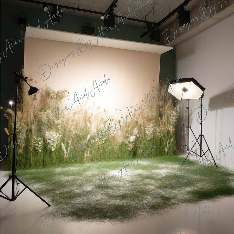Grassy Studio Backdrop Grasswall Backdrop Background Digital Photo ...