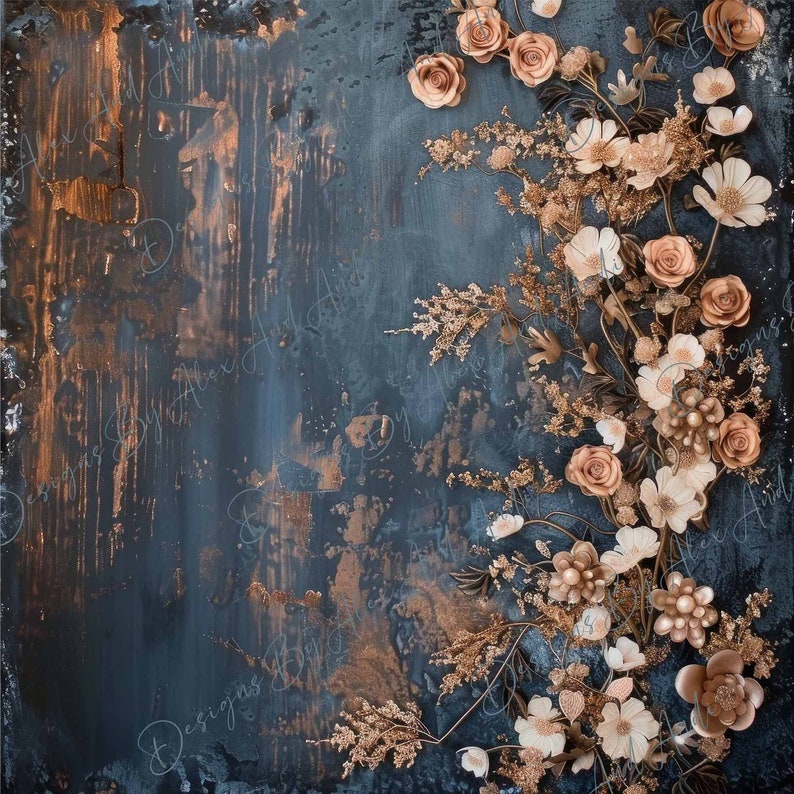 Navy Rose Gold Texture Photo Model Backdrop Booth Overlay Child Back ...