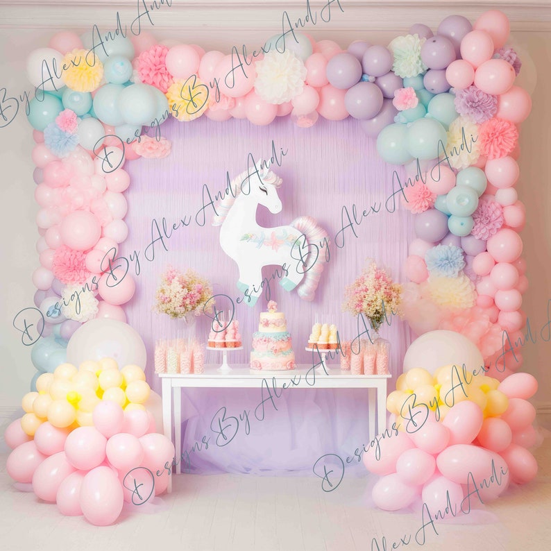 Unicorn Backdrop Background Digital Photo Shoot Studio Birthday Unicorn ...
