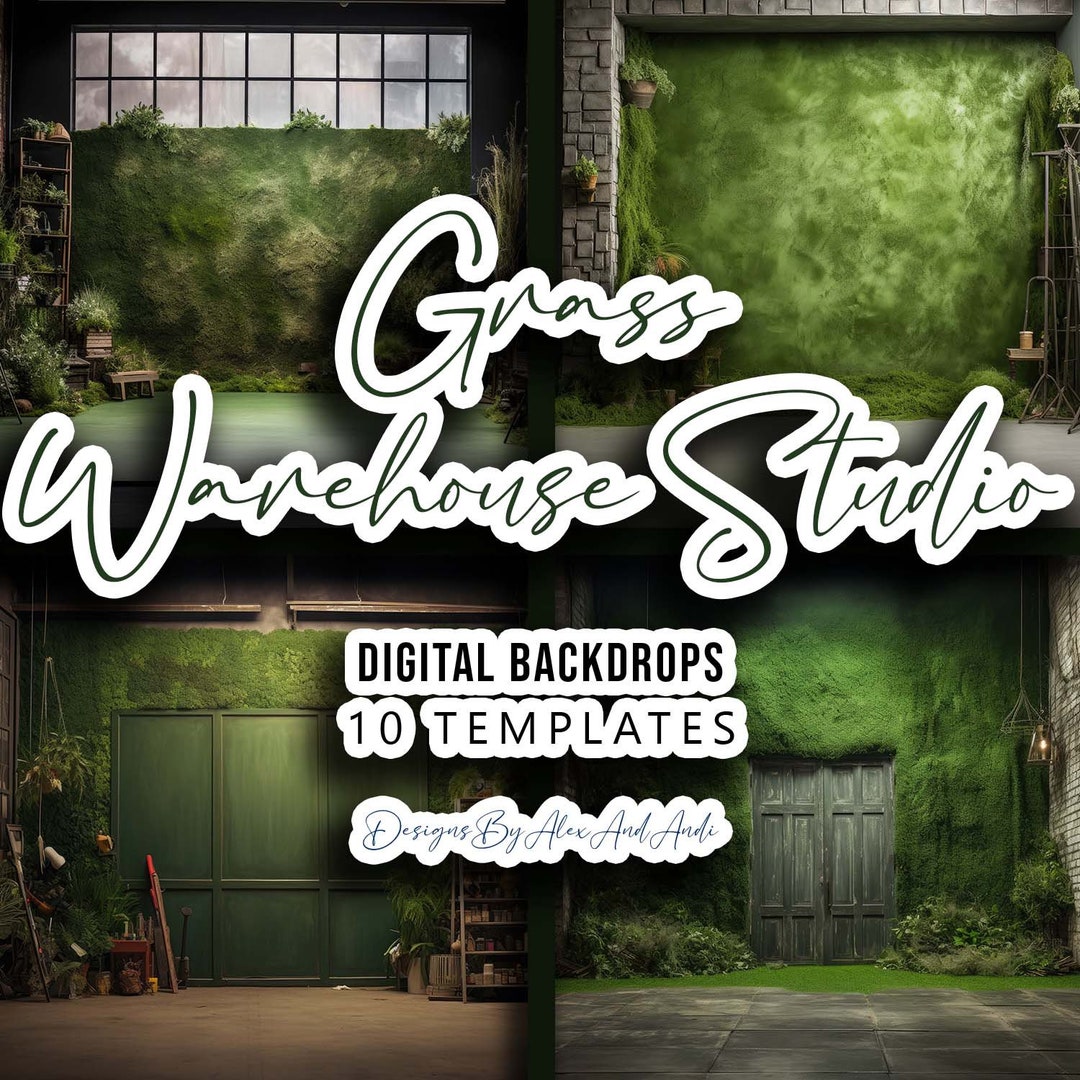 Grass Warehouse Studio Grass Backdrop Wall Digital Backdrop Overlay ...