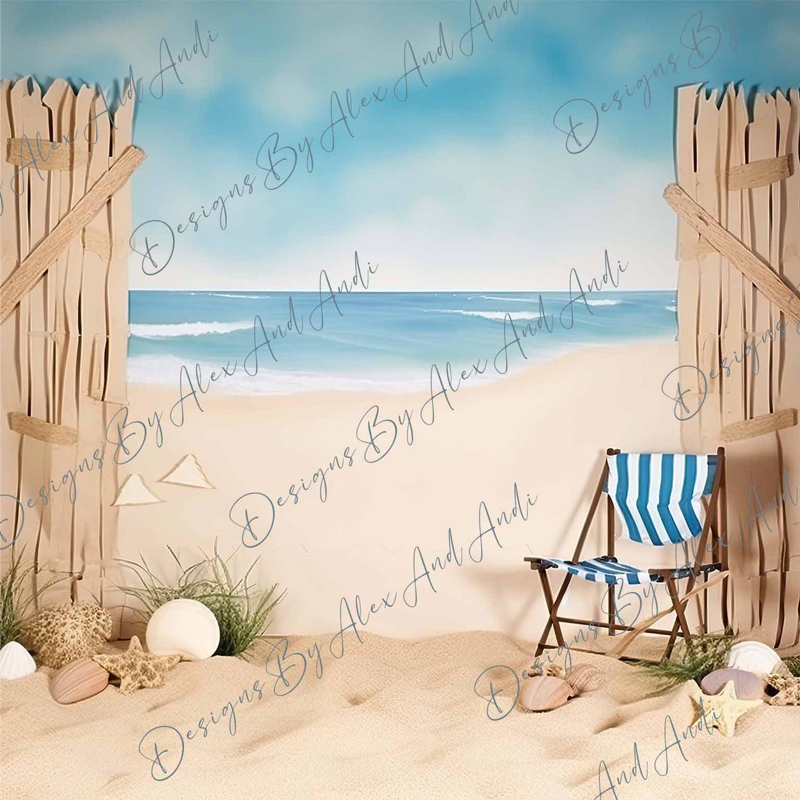 Beach Backdrop Background Digital Photo Shoot Sunny Sand Sea - Etsy
