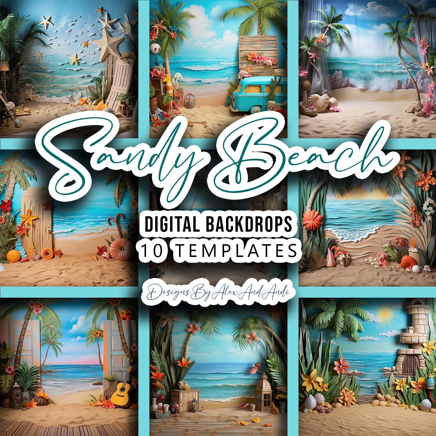 Sandy Beach Backdrop Background Digital Birthday Child Photo Shoot ...