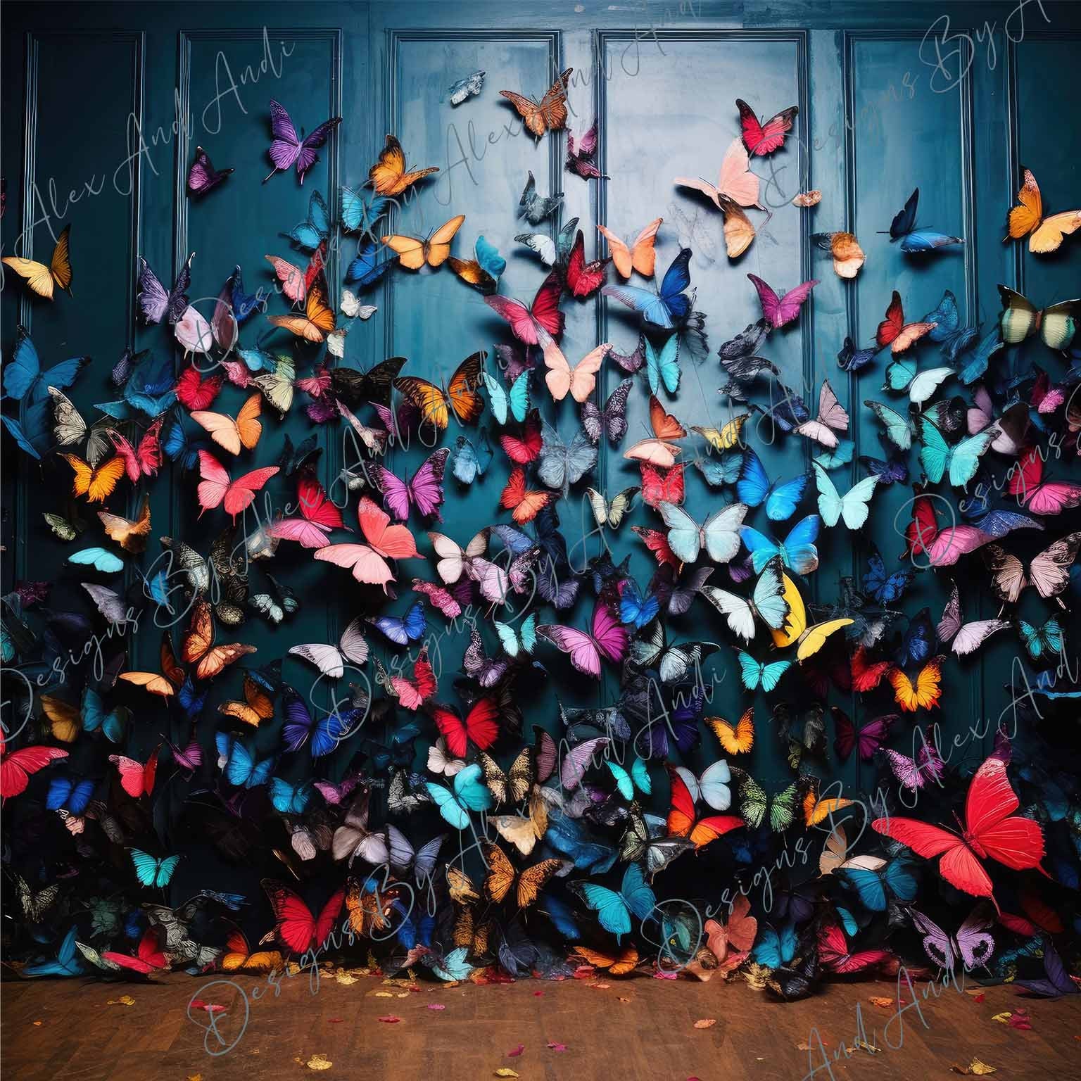 Colorful Butterfly Backdrop Background Digital Birthday Child Photo ...