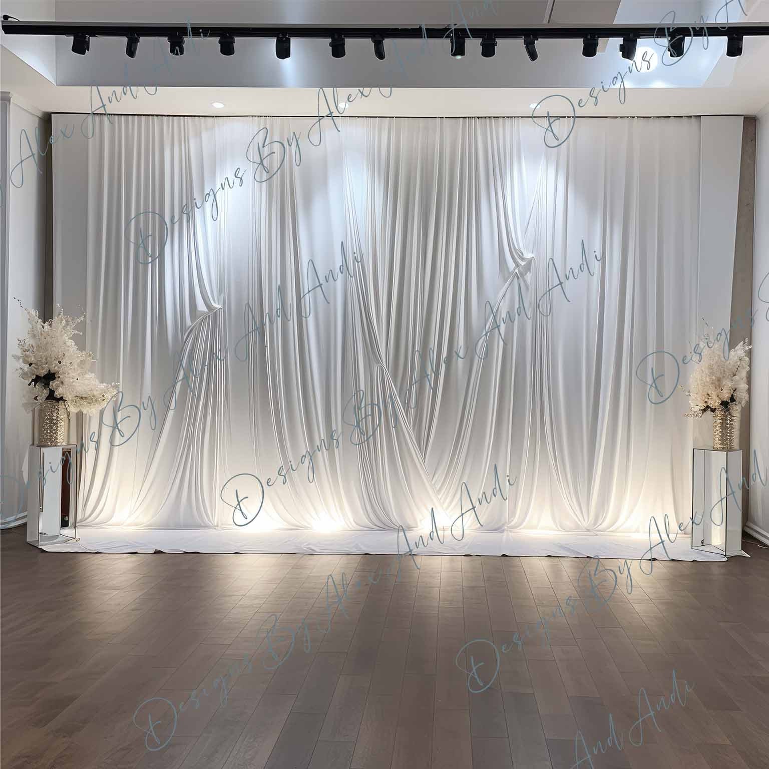 White Curtain Digital Backdrop Overlay Wedding Sweet 16 Background ...