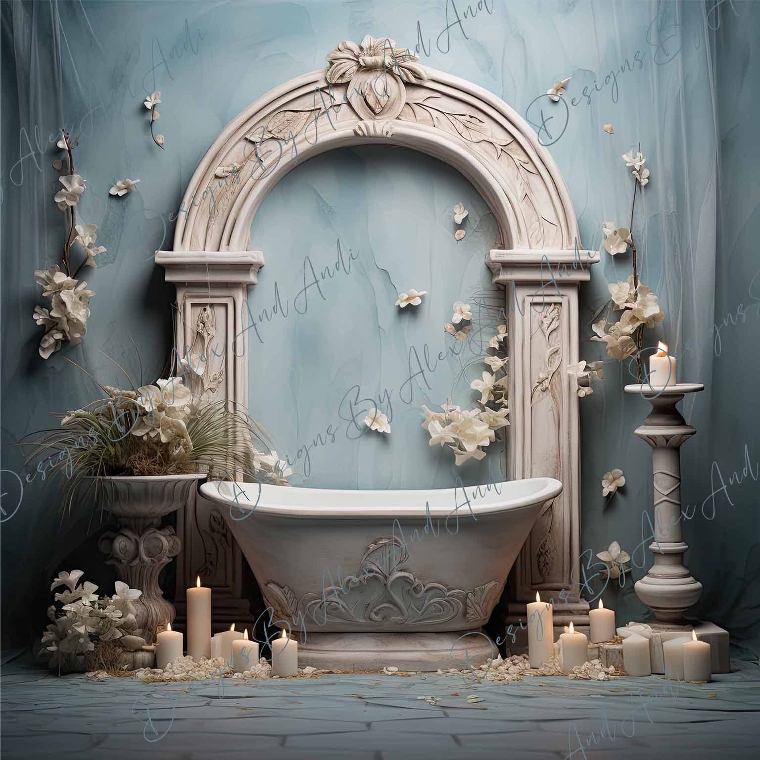 Baptism Tub Digital Backdrop Overlay Background Wedding Birthday Child ...