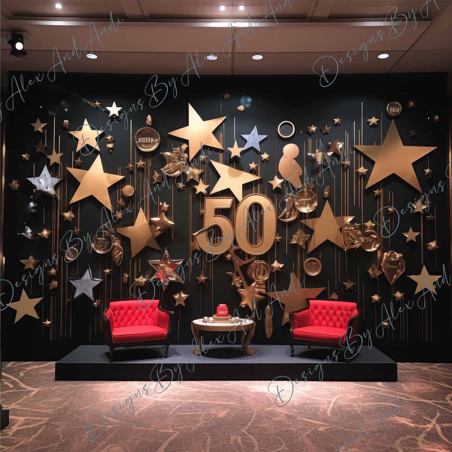 50th Birthday Digital Backdrop Overlay Background Event Photo Shoot ...