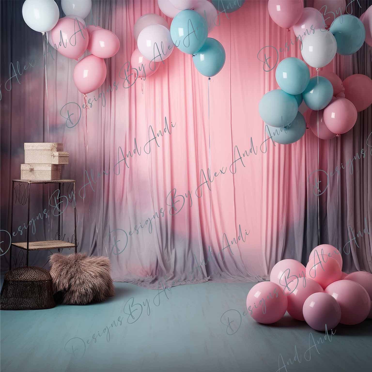 Pink Gender Reveal Digital Backdrop Overlay Background Photo Shoot ...