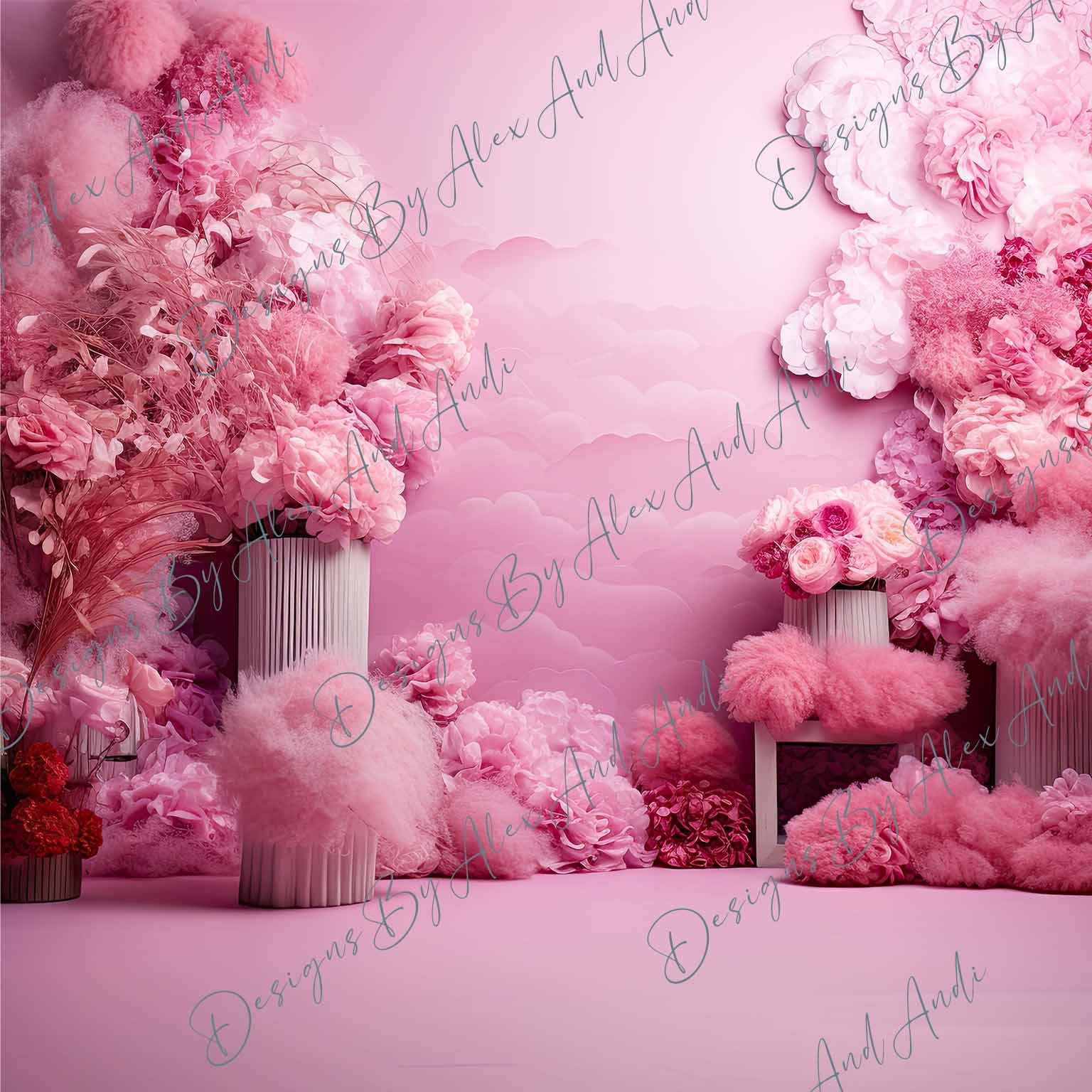 Pink Photo Studio Digital Backdrop Overlay Wedding Sweet 16 Background ...