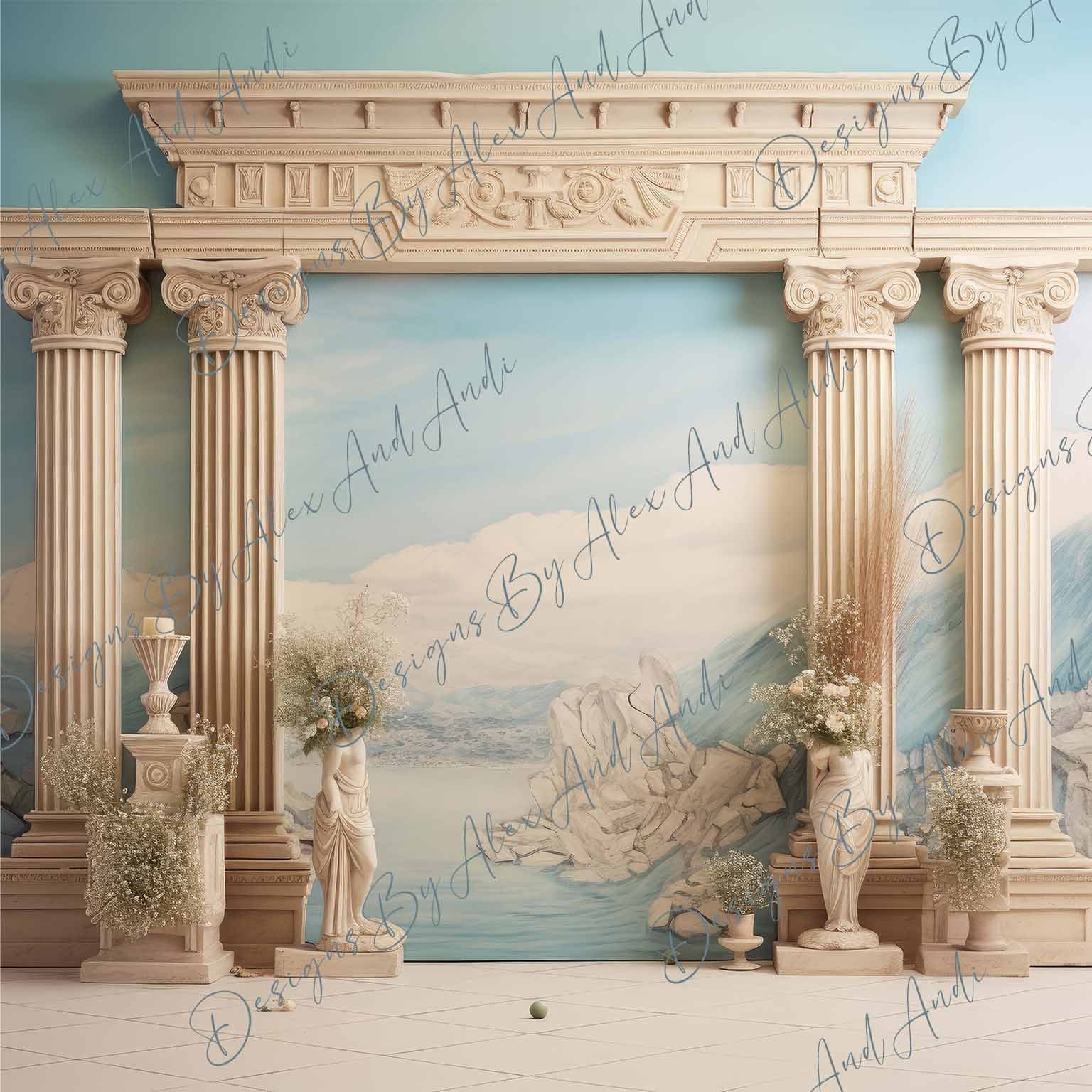 Ancient Greek Studio Digital Backdrop Overlay Wedding Sweet 16 ...