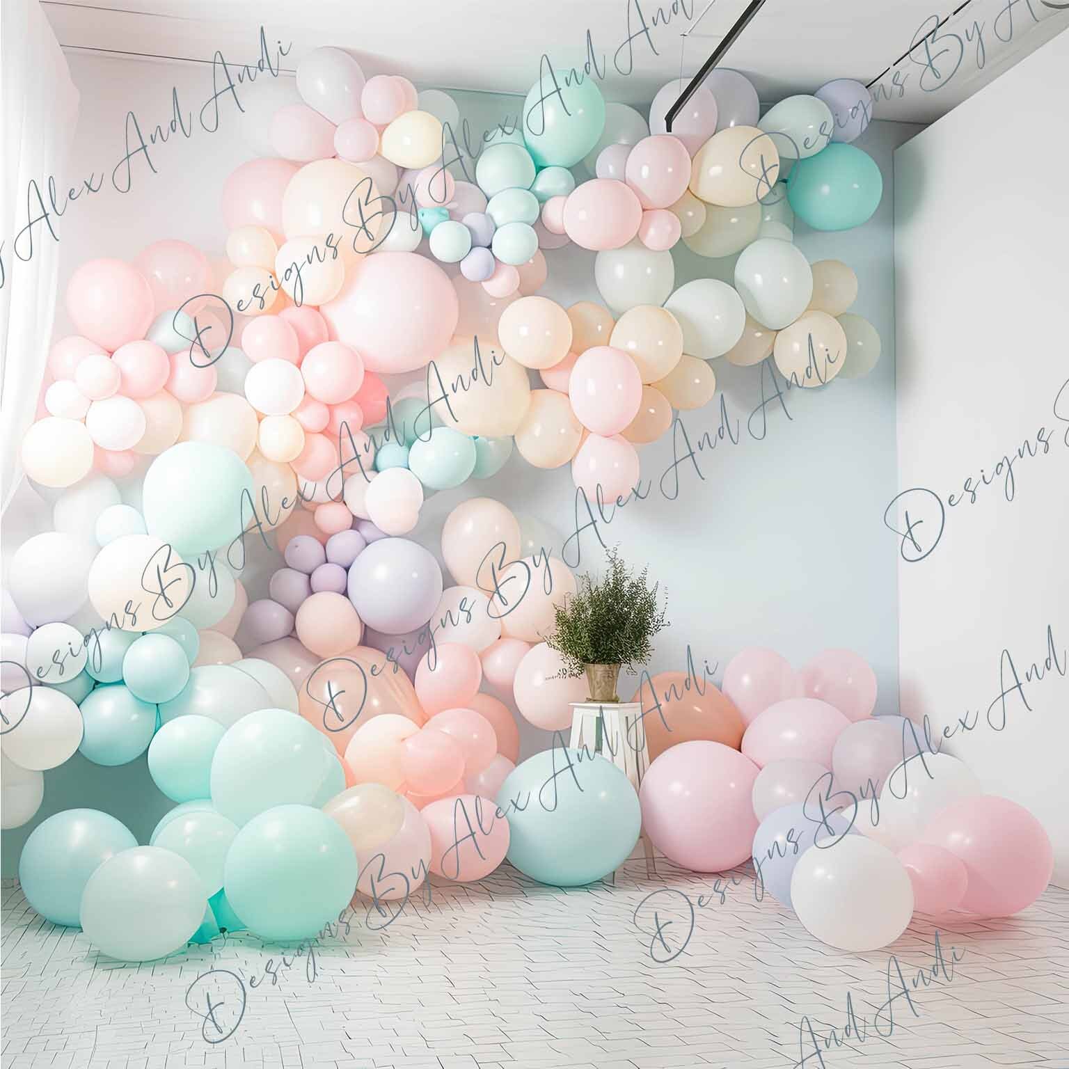 Pastel Balloon Backdrop Background Digital Photo Shoot Studio Picture ...