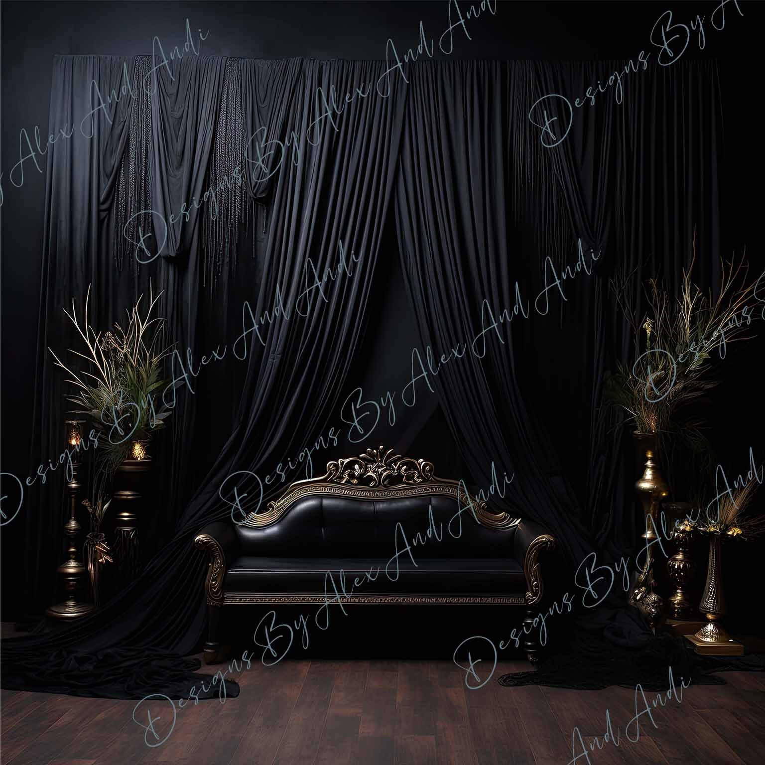 Black Velvet Digital Backdrop Overlay Wedding Sweet 16 Background ...