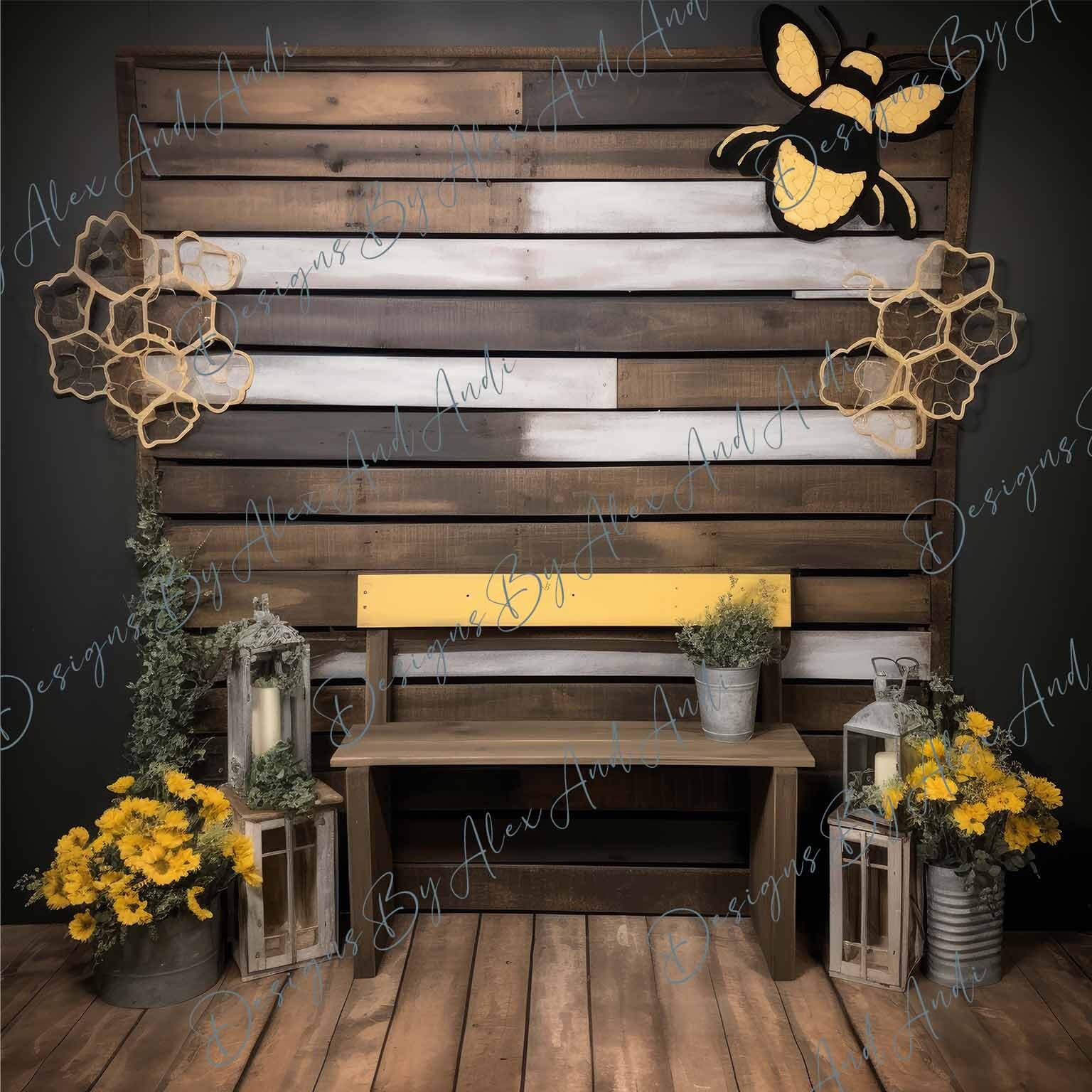 Bumble Bee Backdrop Background Digital Photo Shoot Picture Prop Event ...