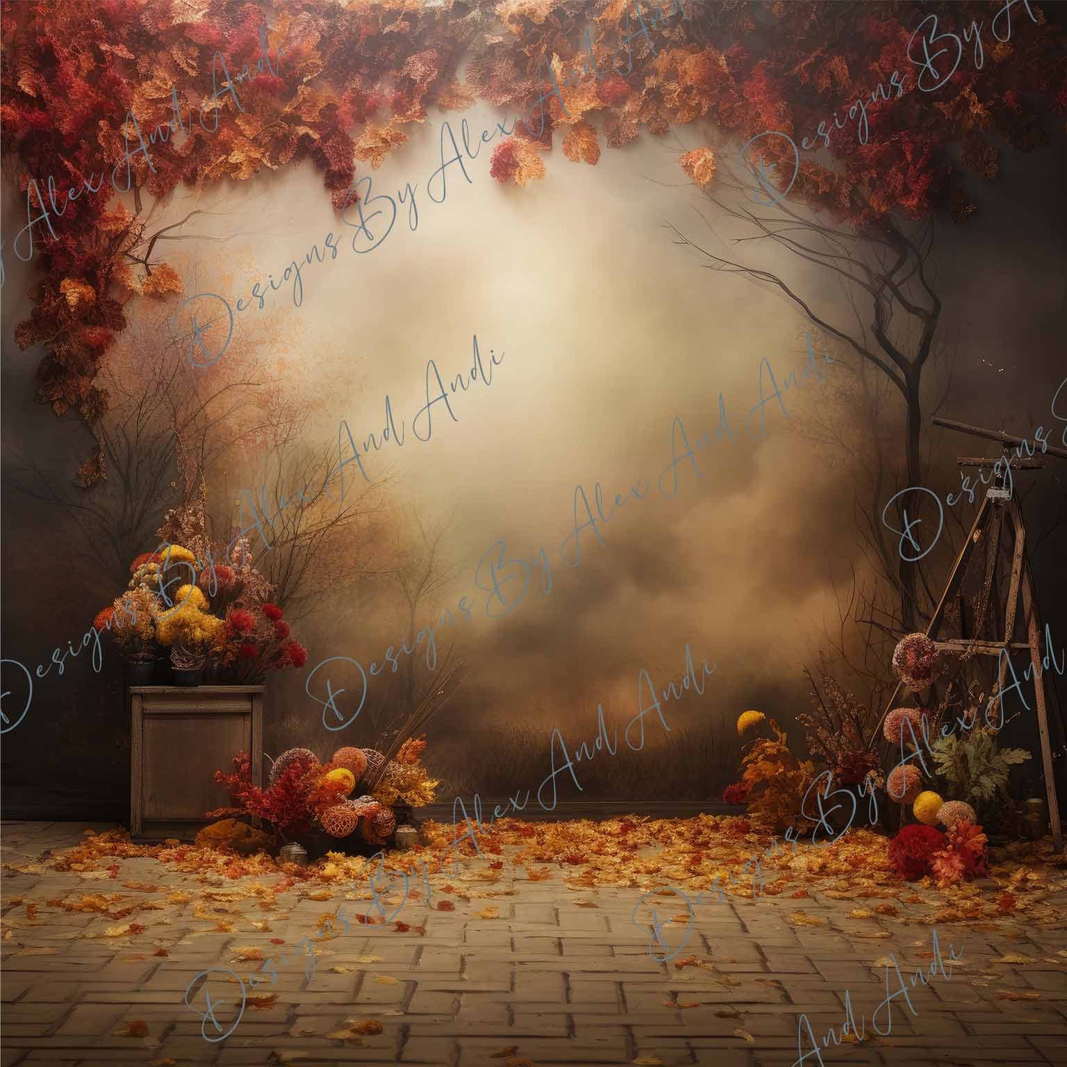 Autumn Wall Digital Backdrop Background Birthday Child Photo Shoot ...