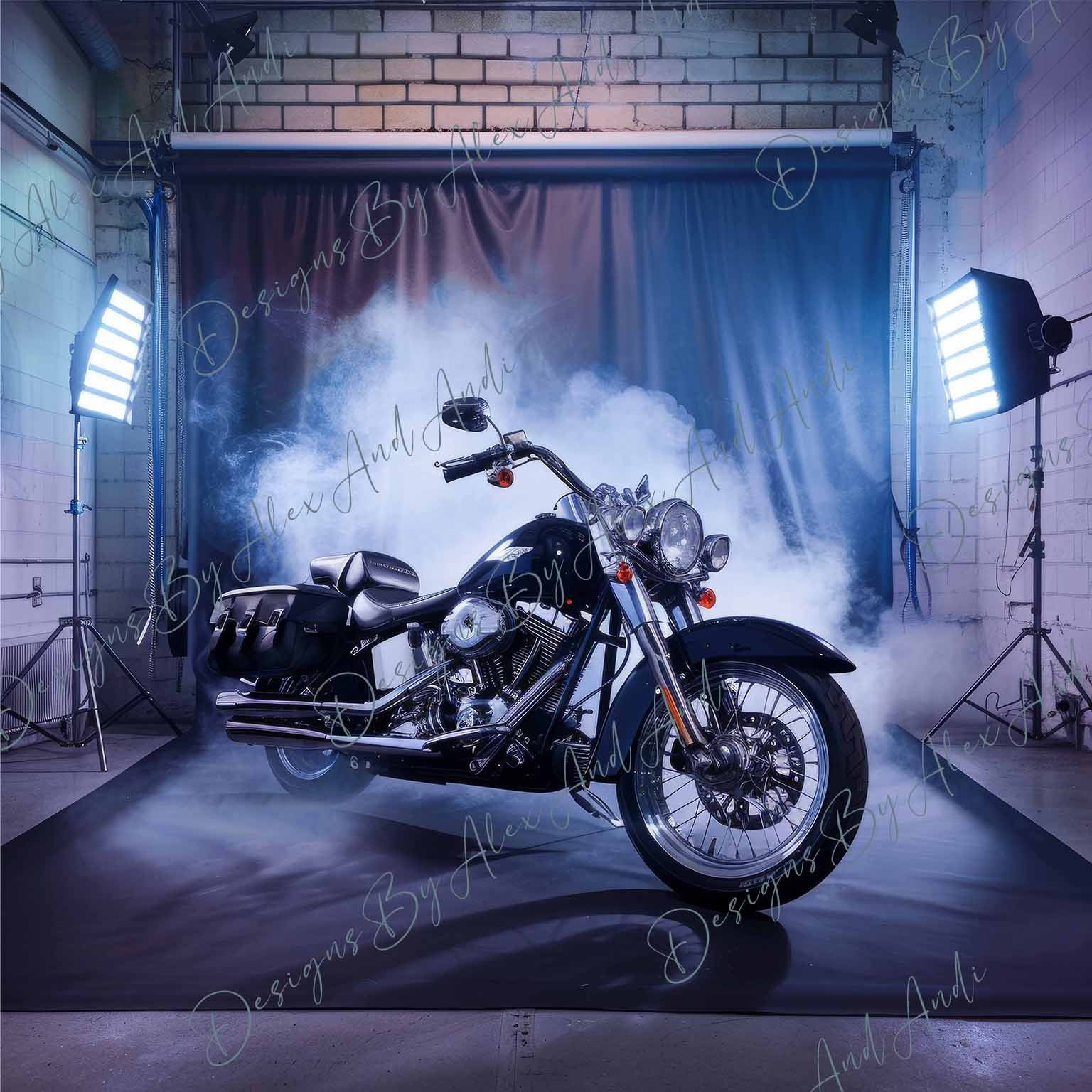 Motorcycle Studio Digital Background Backdrop Overlay Party Photo Shoot ...