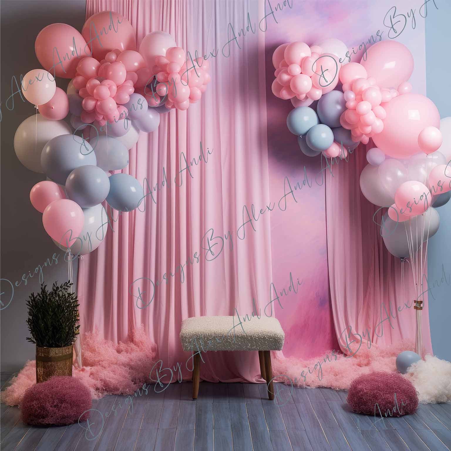 Pink Gender Reveal Digital Backdrop Overlay Background Photo Shoot ...