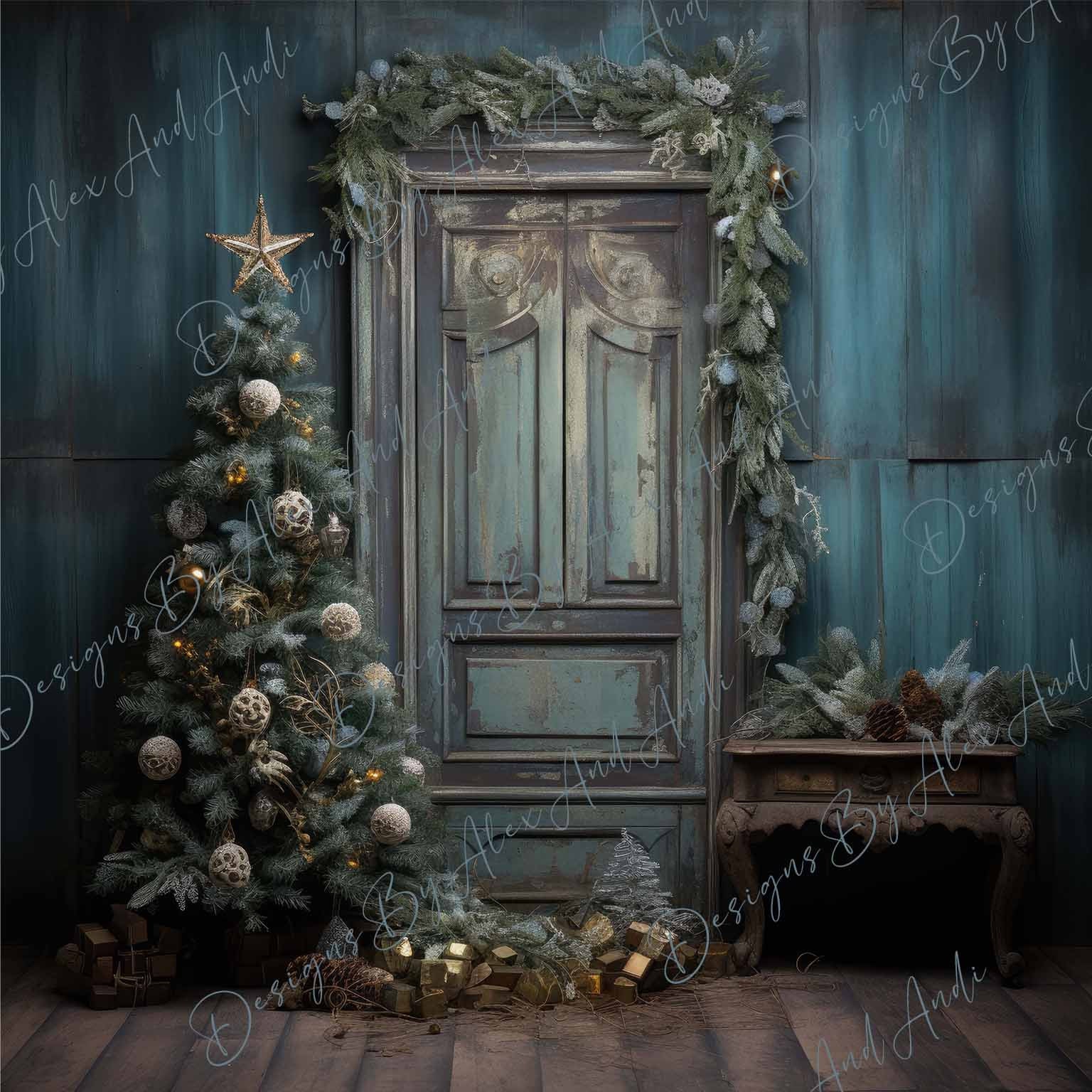 Christmas Tree Digital Backdrop Overlay Background Wedding Birthday ...