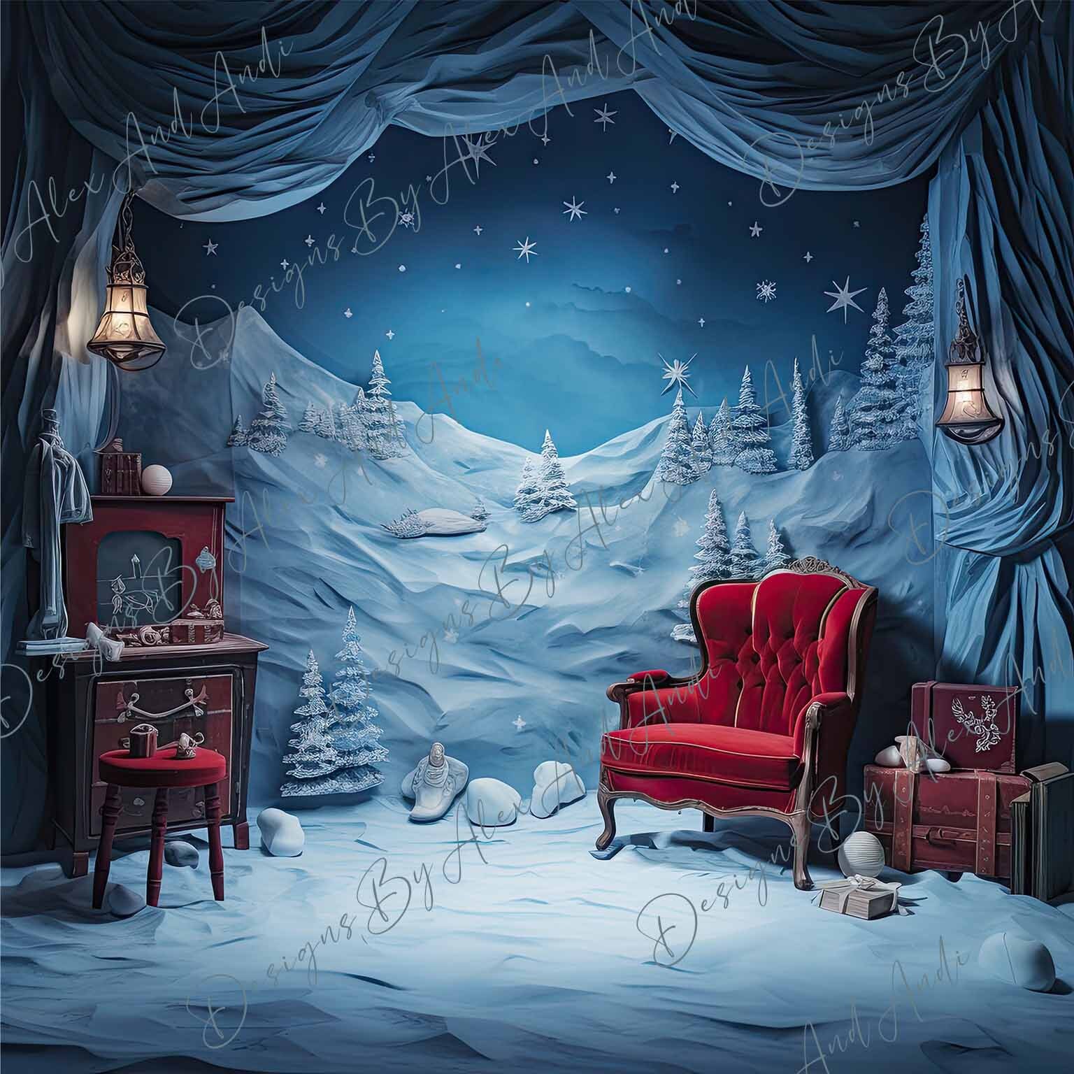 North Pole Digital Backdrop Overlay Background Wedding Birthday Child ...