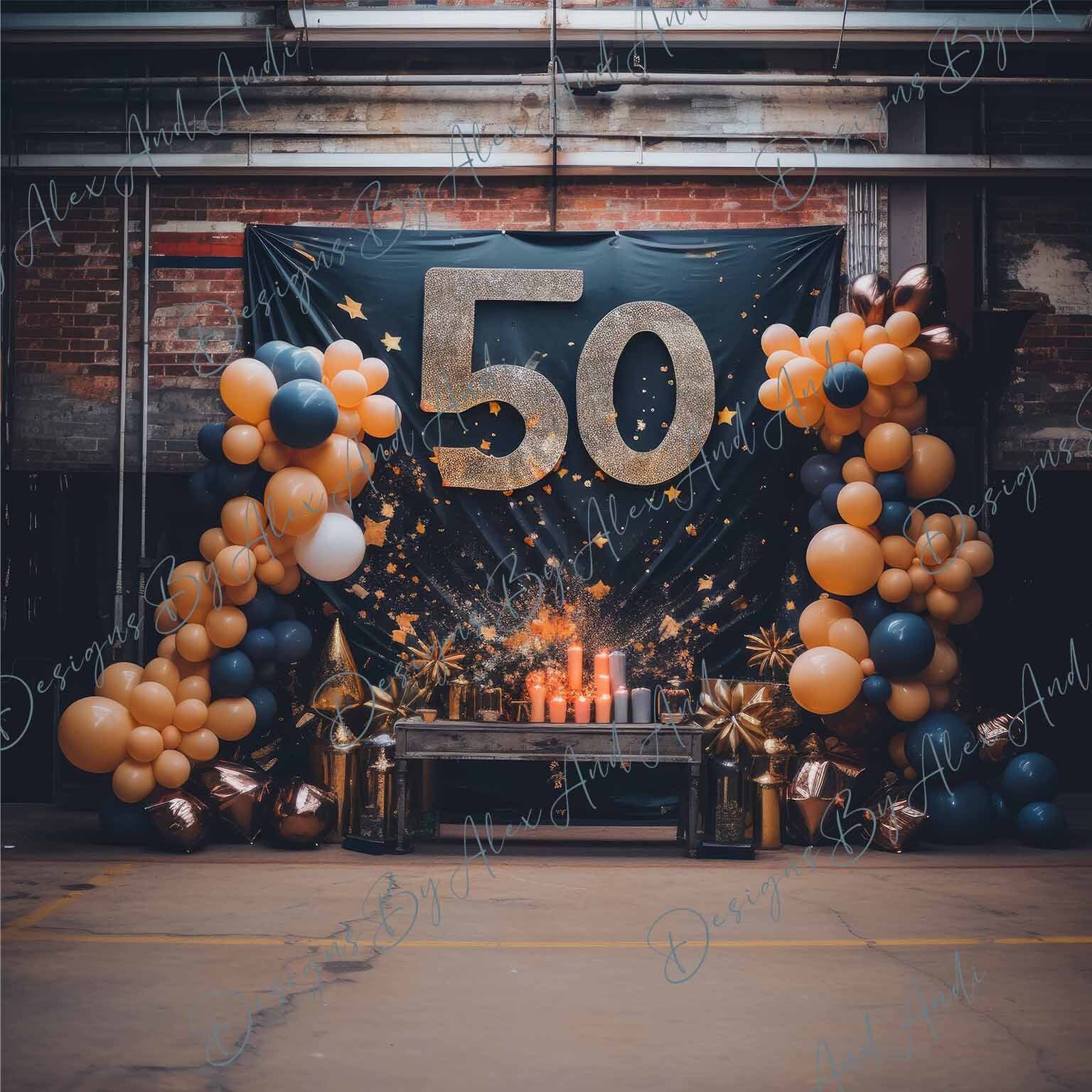 Fifty Birthday Digital Backdrop Overlay Background Photo Shoot Picture ...