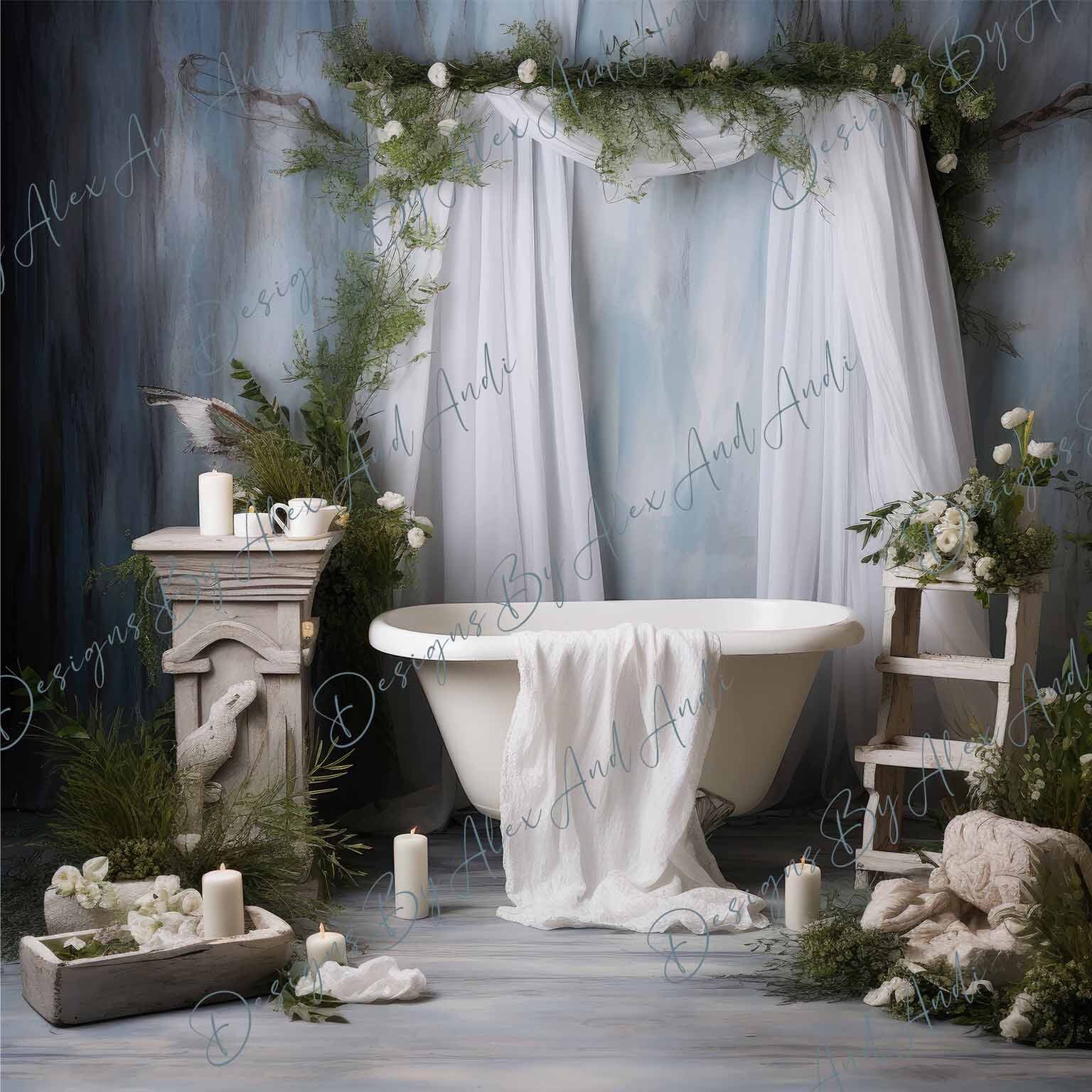 Baptism Tub Digital Backdrop Overlay Background Wedding Birthday Child ...