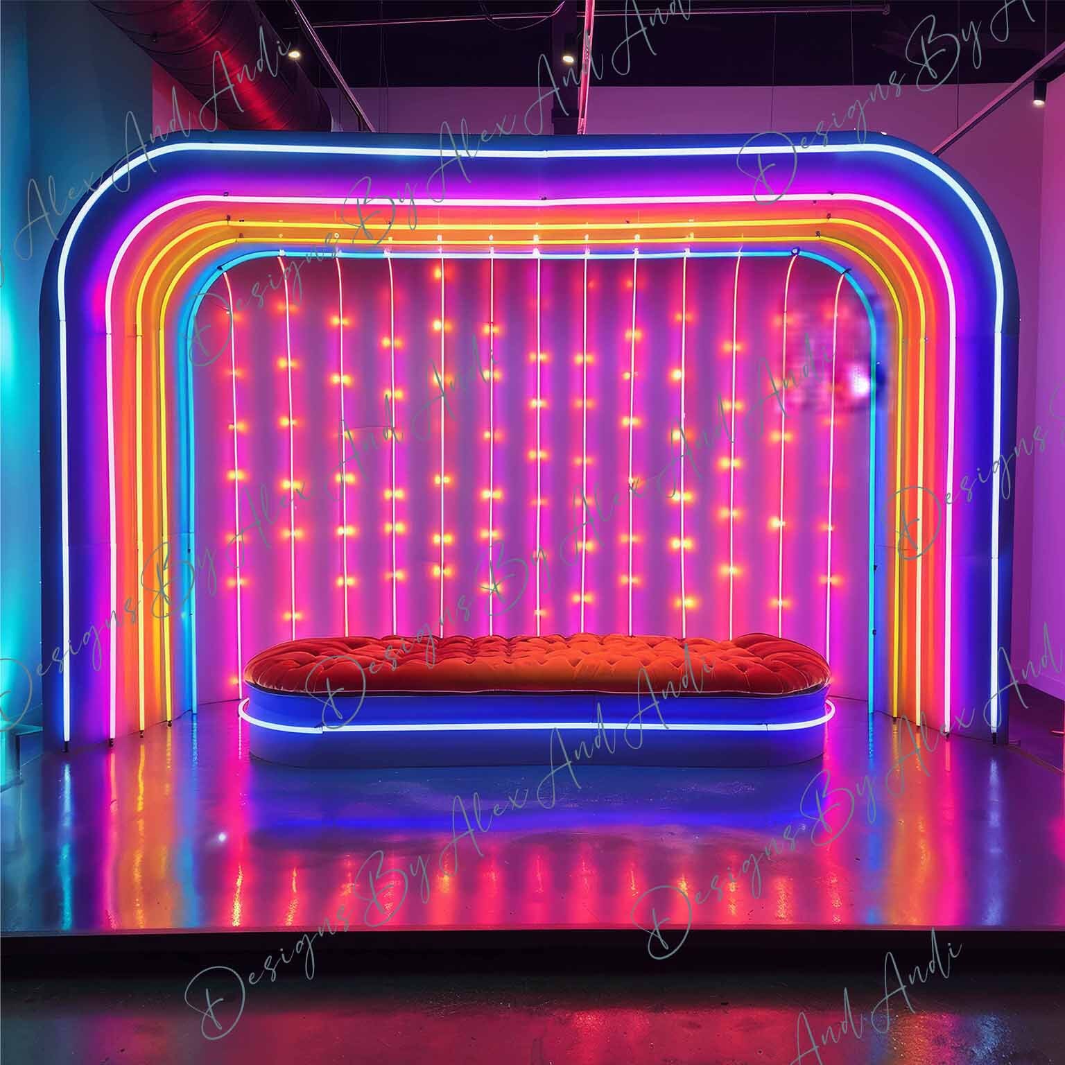 Disco Neon Digital Backdrop Groovy Overlay Dance Photo Shoot Picture ...
