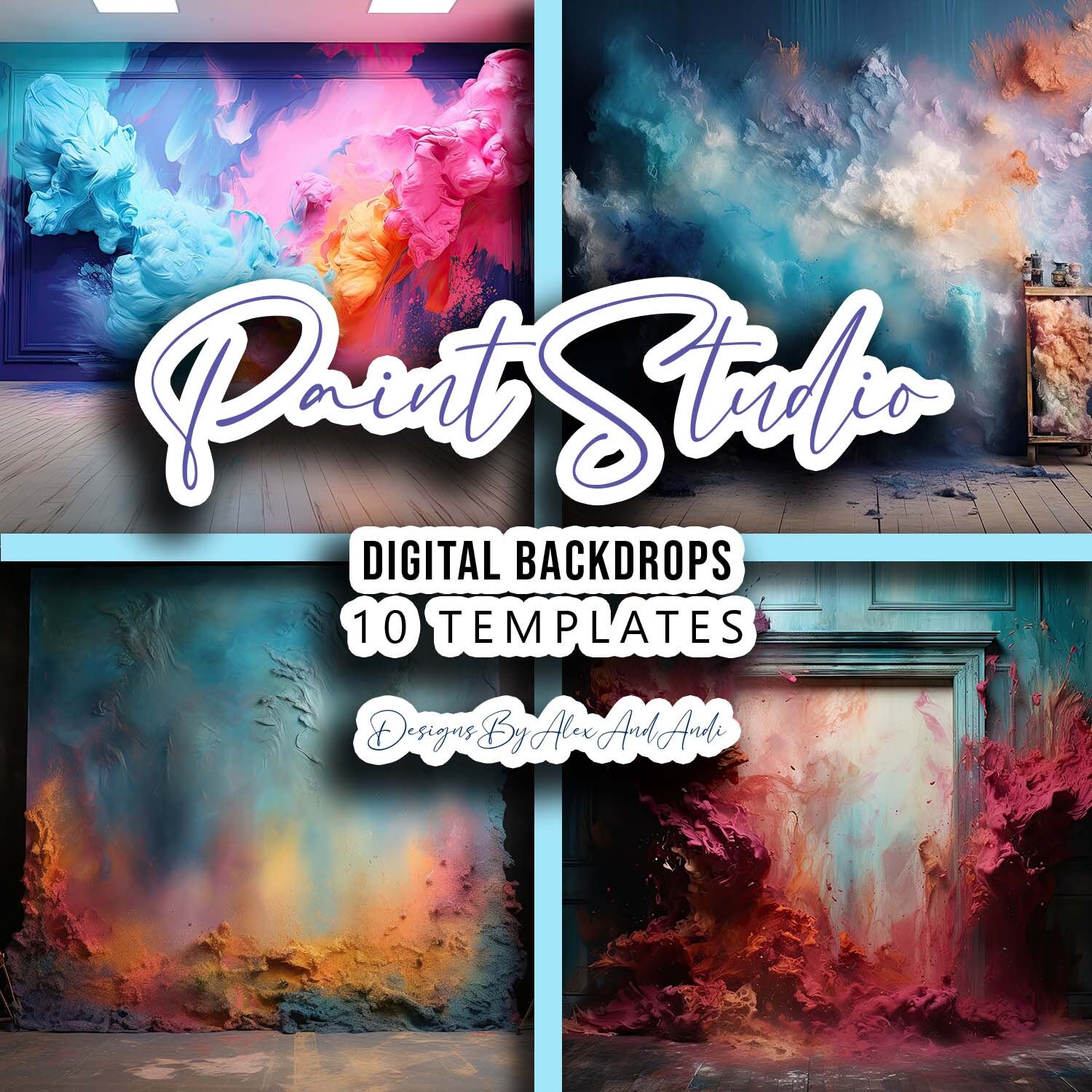 Paint Studio Digital Backdrop Overlay Background Birthday Child Photo ...