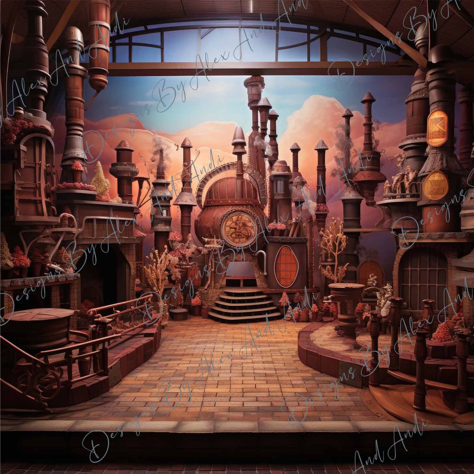 Chocolate Factory Backdrop Background Digital Birthday Child Photo ...