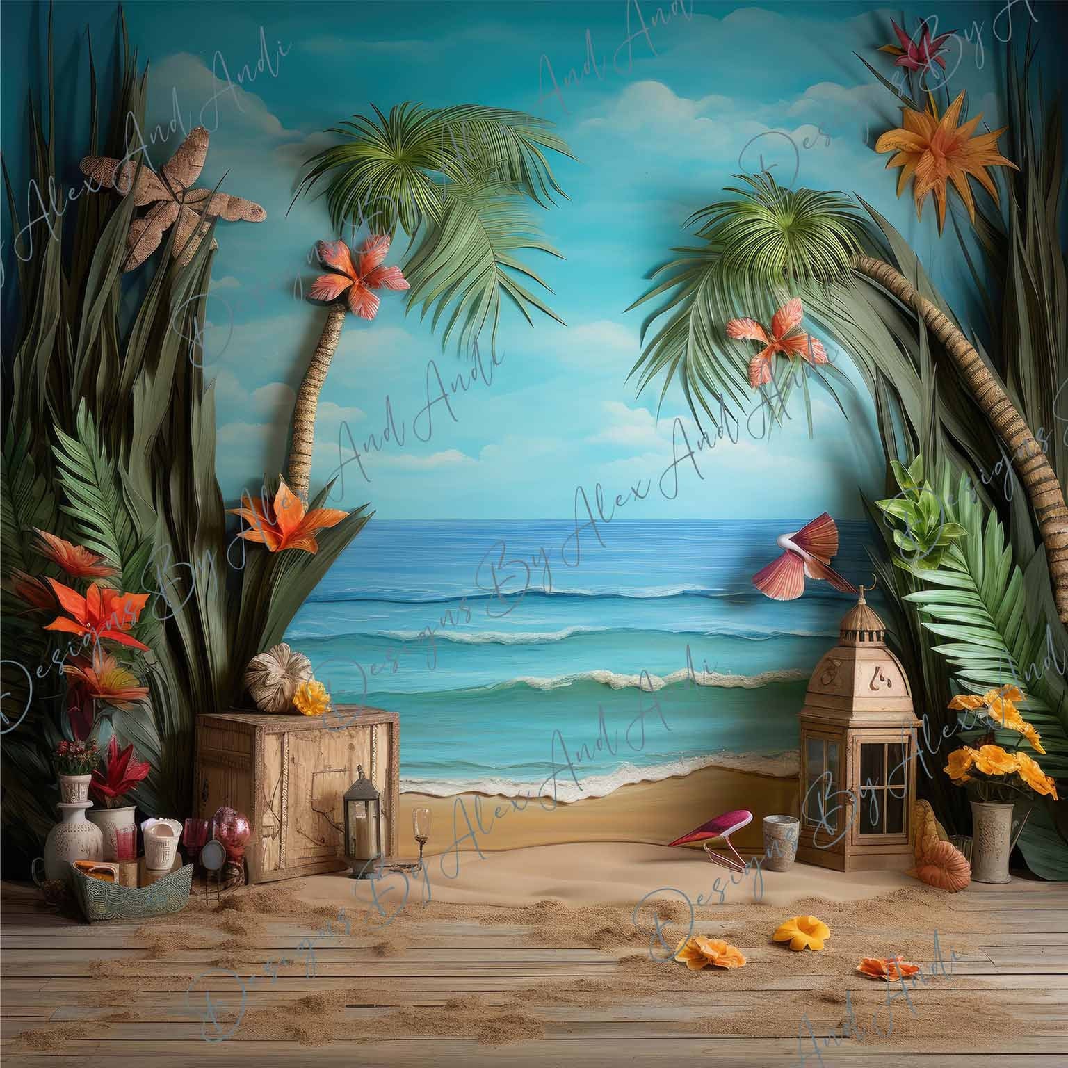 Sandy Beach Backdrop Background Digital Birthday Child Photo Shoot ...