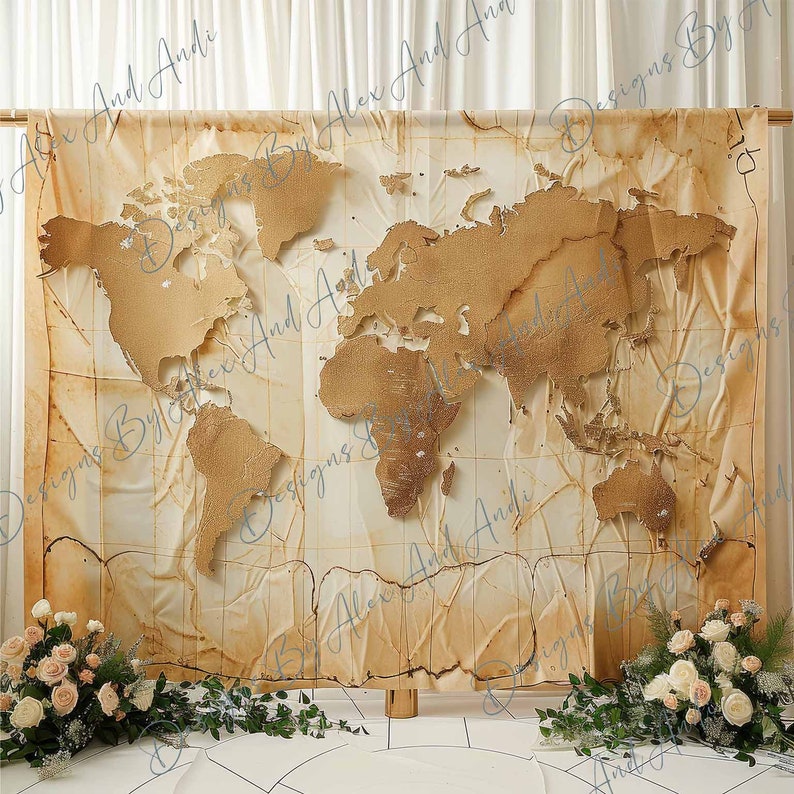 World Map Wedding Digital Backdrop Overlay Background Wedding Photo ...