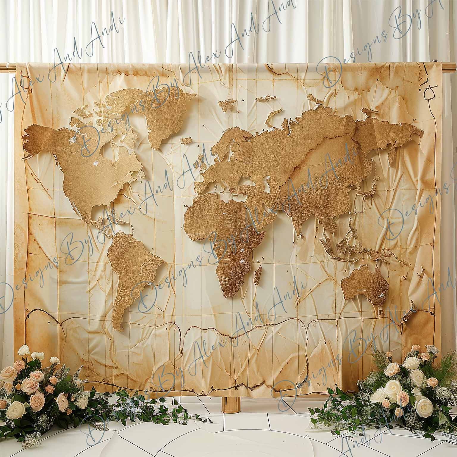 World Map Wedding Digital Backdrop Overlay Background Wedding Photo ...