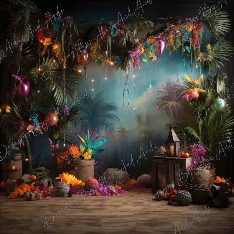Tropical Party Digital Backdrop Background Birthday Child Photo Shoot ...