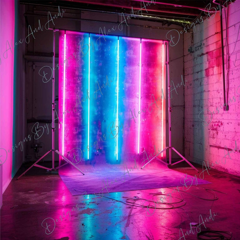Neon Stage Digital Backdrop Party Back Ground Model Backdrop Booth ...