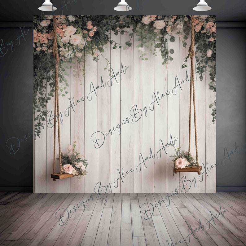 Floral Swing Backdrop Background Digital Photo Shoot Studio Birthday ...